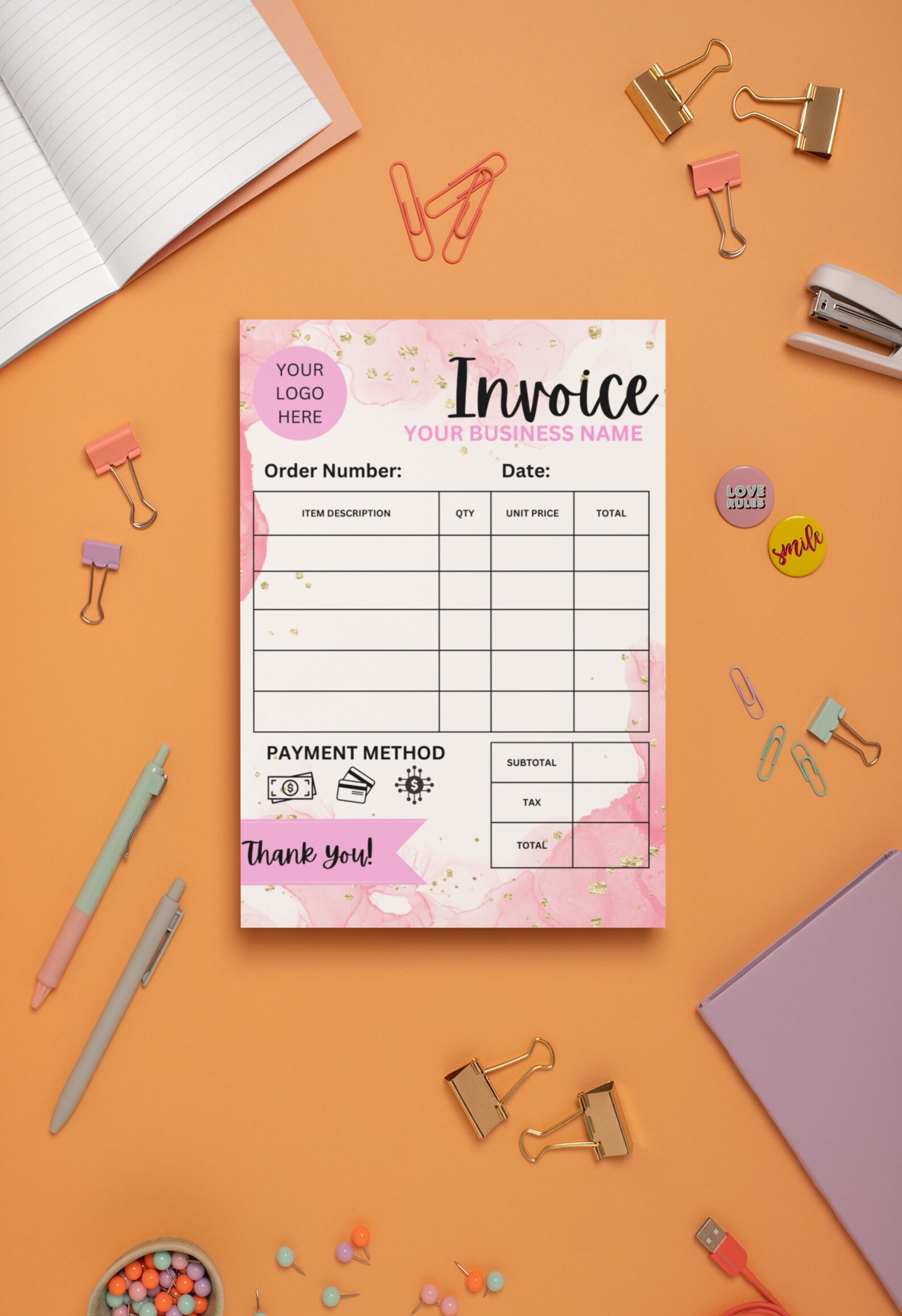 Invoice Template, Receipt Template, Customizable Invoice Template ...