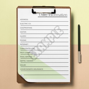 Real Estate PDF Downloadable / Printable Home Utilities Checklist for ...