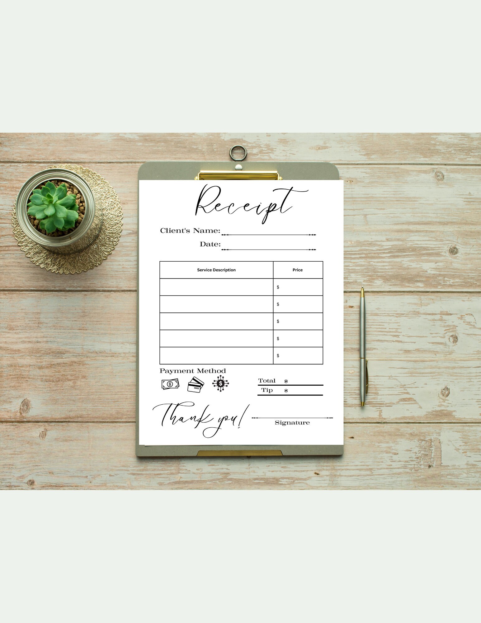 Service Receipt Download, Receipt, Small Business Receipt, Invoice ...