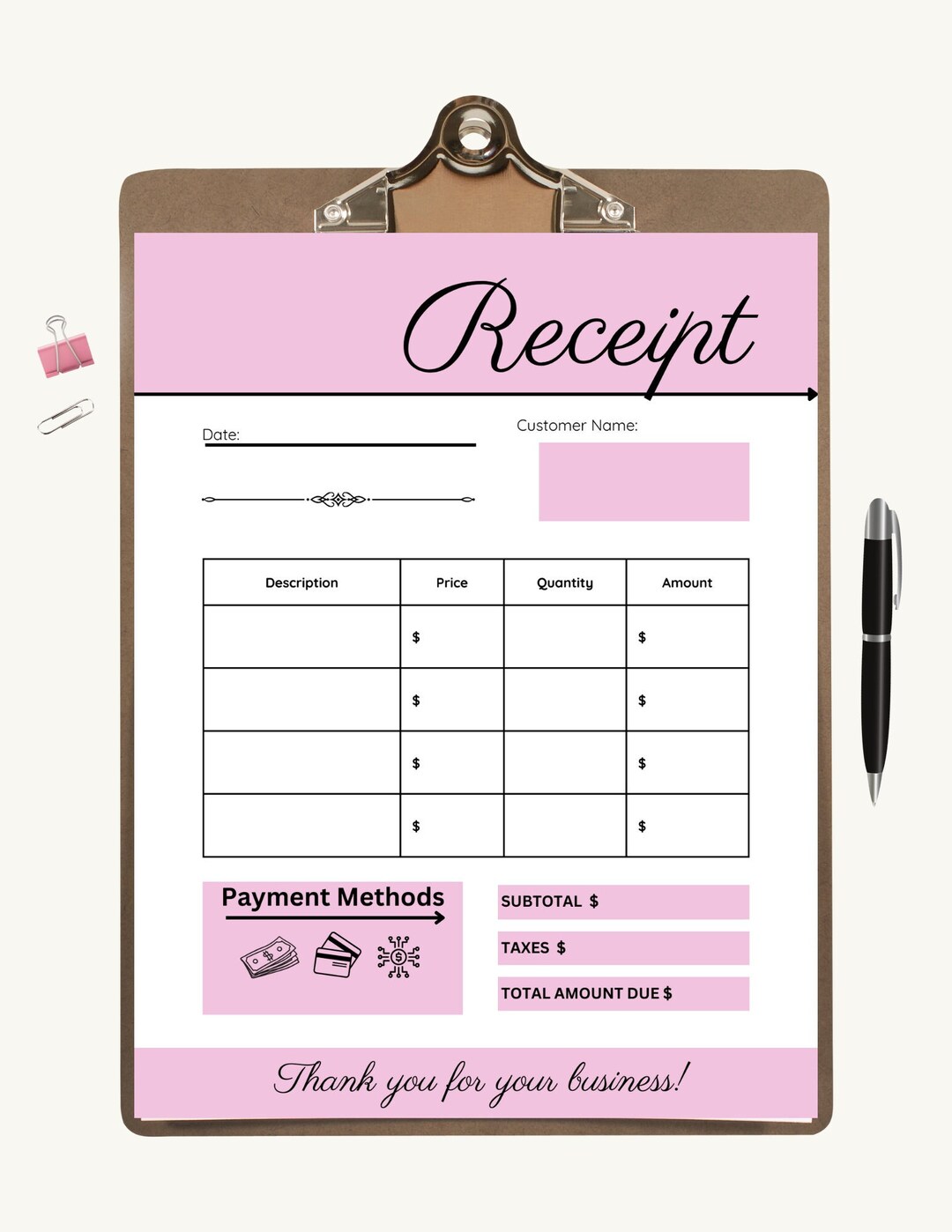 3 Pack - Receipt Download, Receipt, Small Business Receipt, Invoice ...