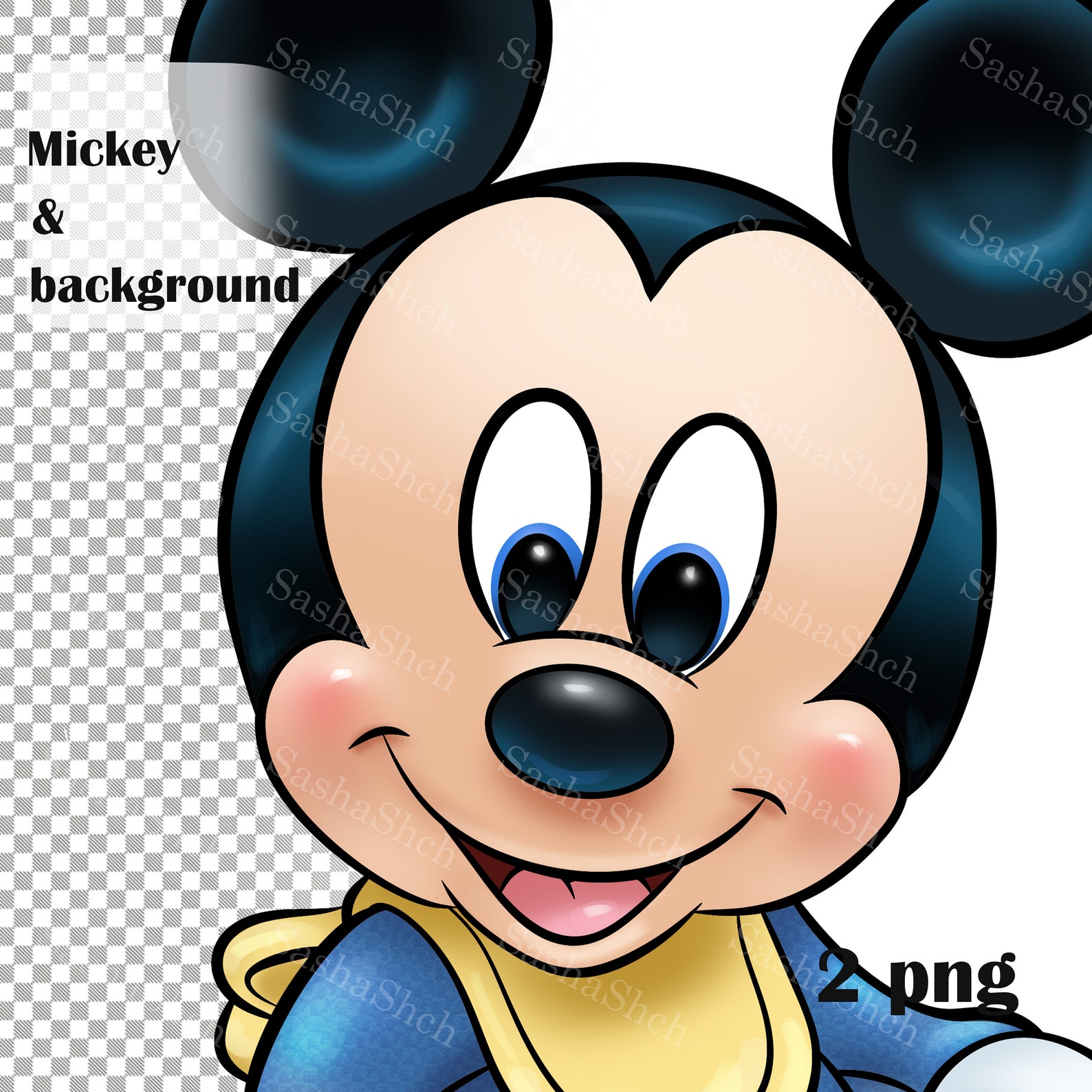 Baby Mickey Mouse Clipart PNG – Digital Download, Cartoon Character for ...