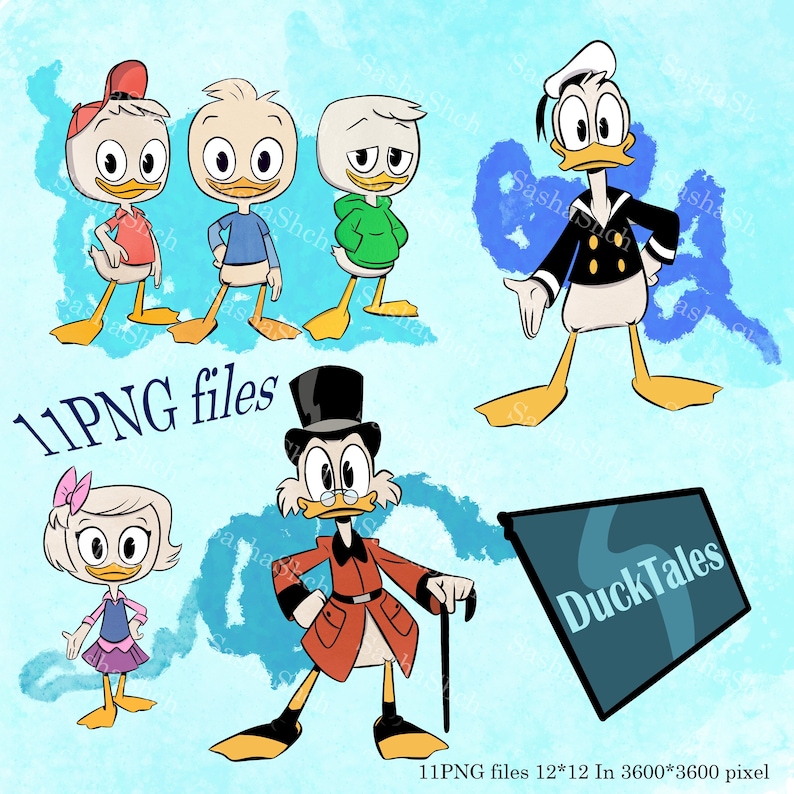 Duck Tales PNG Set, PNG Clipart Set, Scrooge and Friends for Printing ...