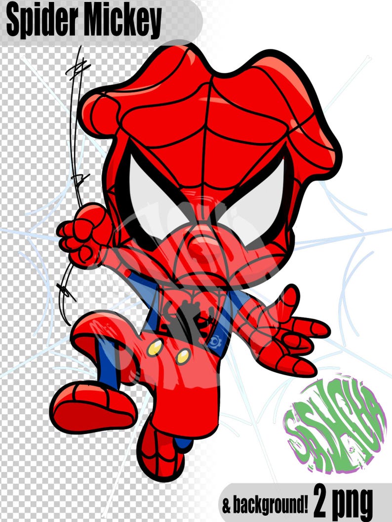 Mickey Spider Mouse PNG, Digital Product, Color Illustrations, Mickey ...