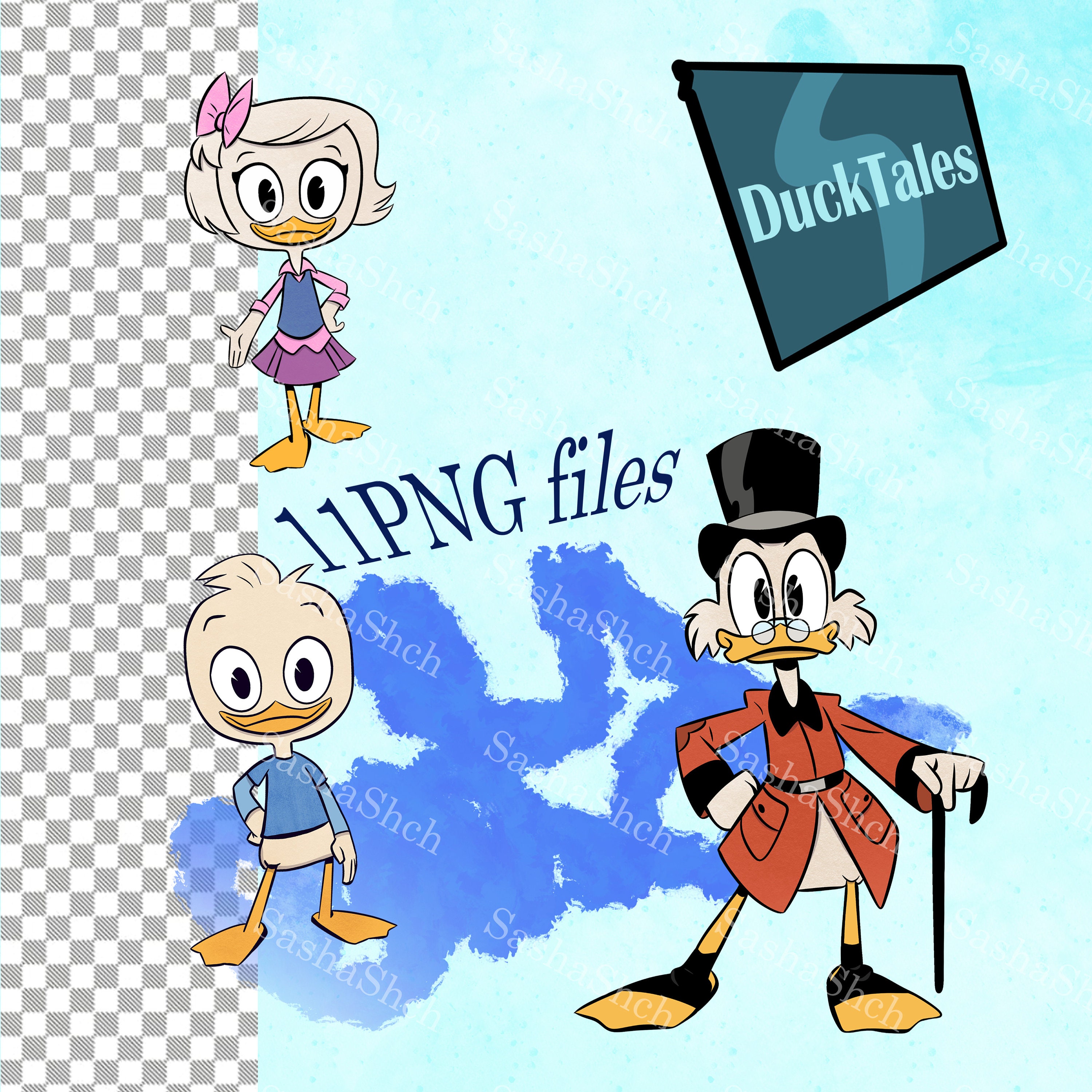 Duck Tales PNG Set, PNG Clipart Set, Scrooge and Friends for Printing ...