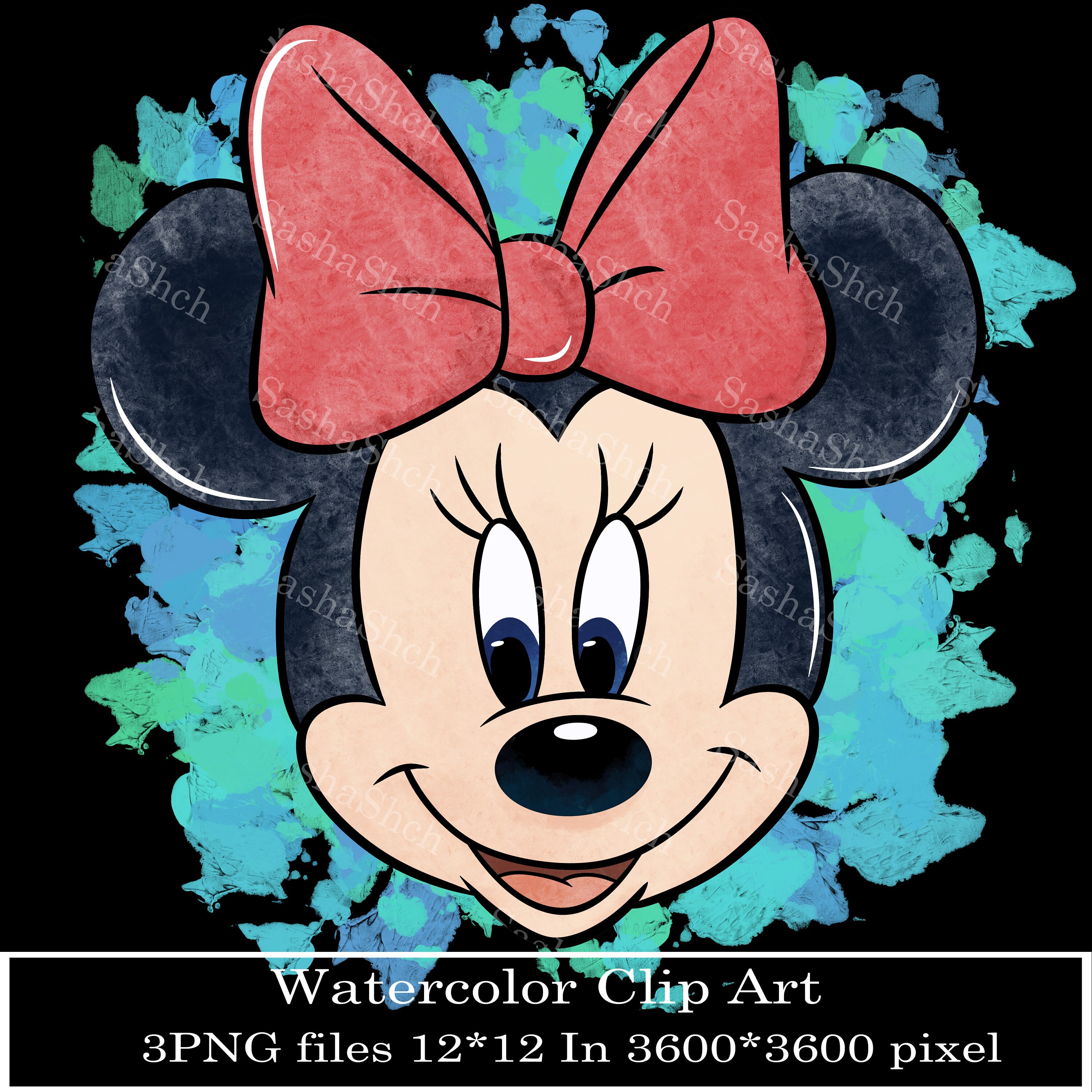 Minnie Mouse Head Minnie Mouse Clipart Minnie Mouse Watercolor