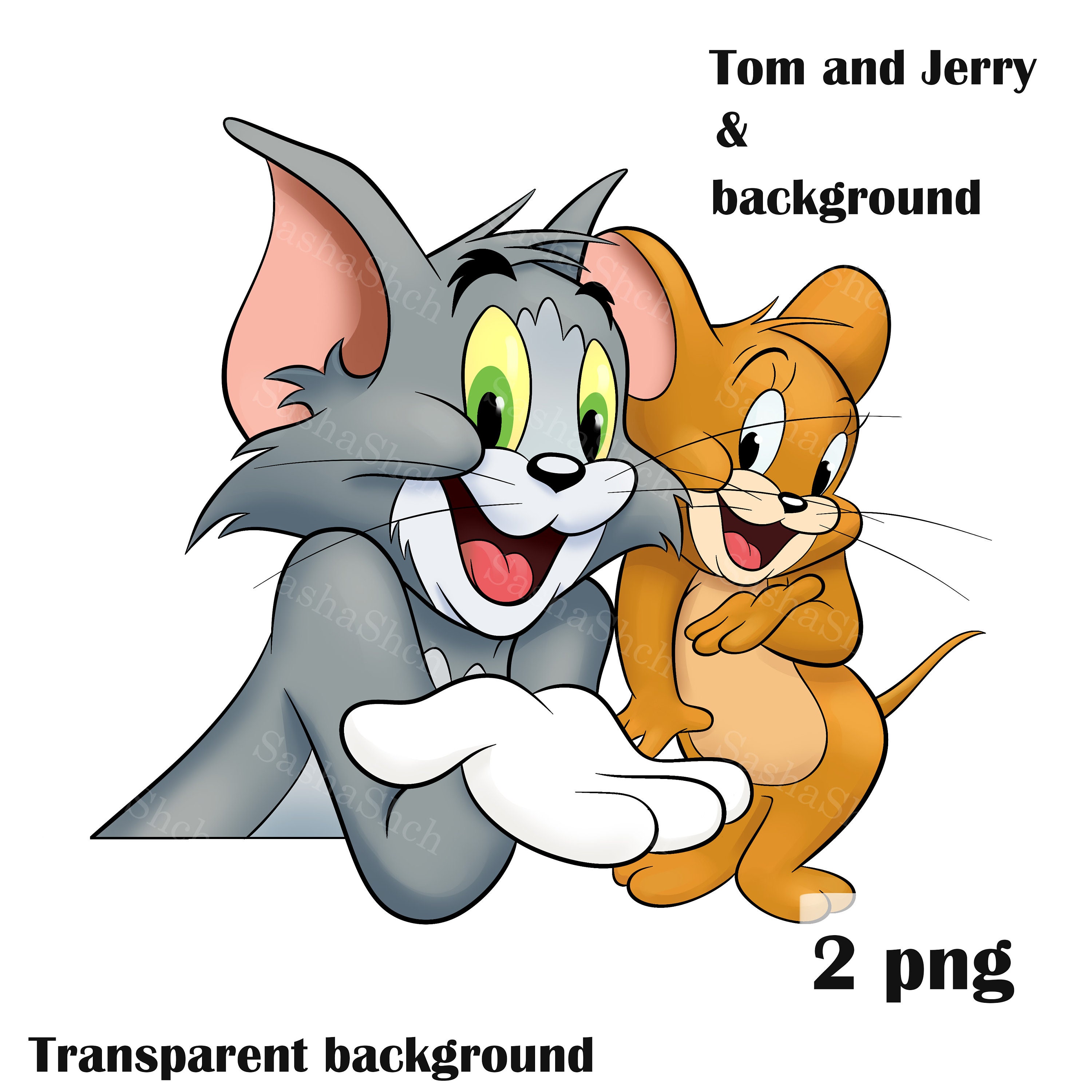 Tom and Jerry PNG, Digital Product, Color Illustrations, Tom and Jerry ...