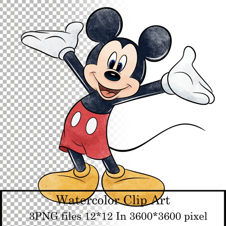 Mickey Mouse PNG, producto digital, ilustraciones en color, clipart de ...