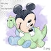 Baby Mickey With Dino Mouse PNG, Digital Product, Color Illustrations ...