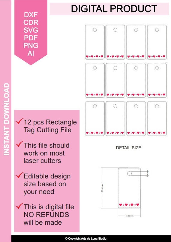RECTANGLE TAG Design Cricut File Digital Download Laser - Etsy