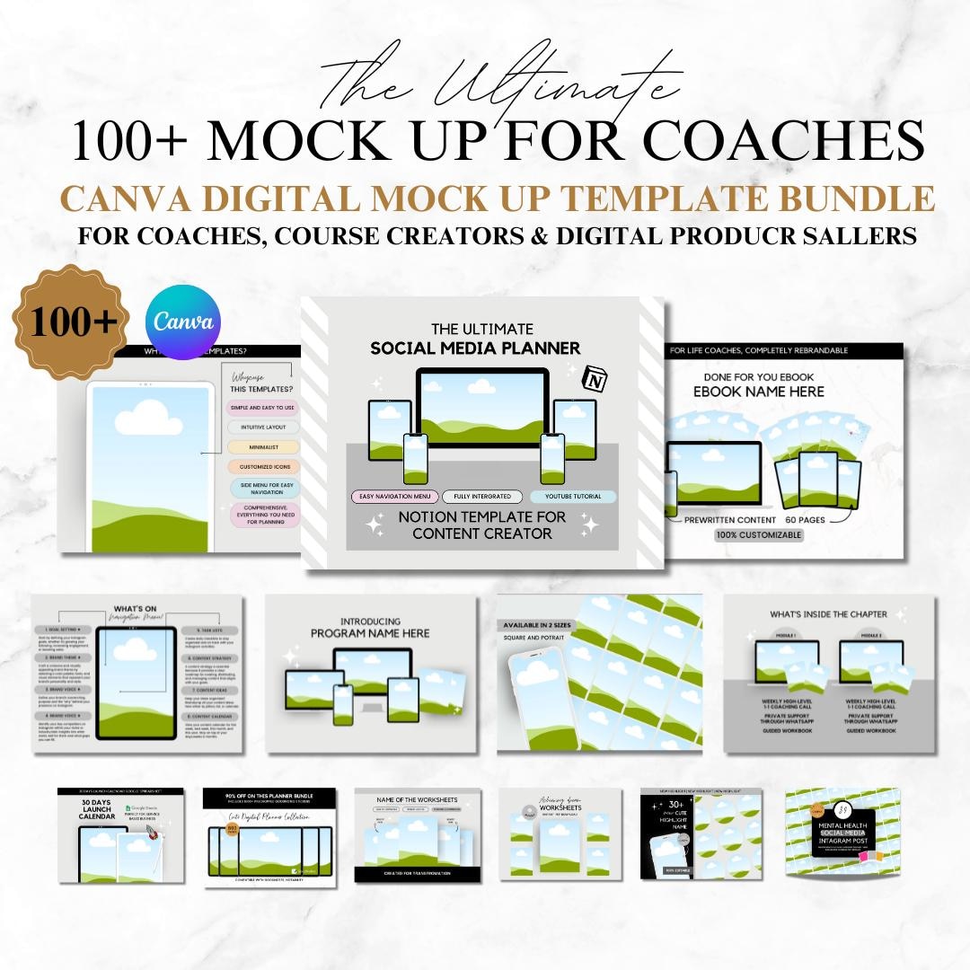 100+ Mockup Canva Template for Coaches, Course Creator Mockup, Digital ...
