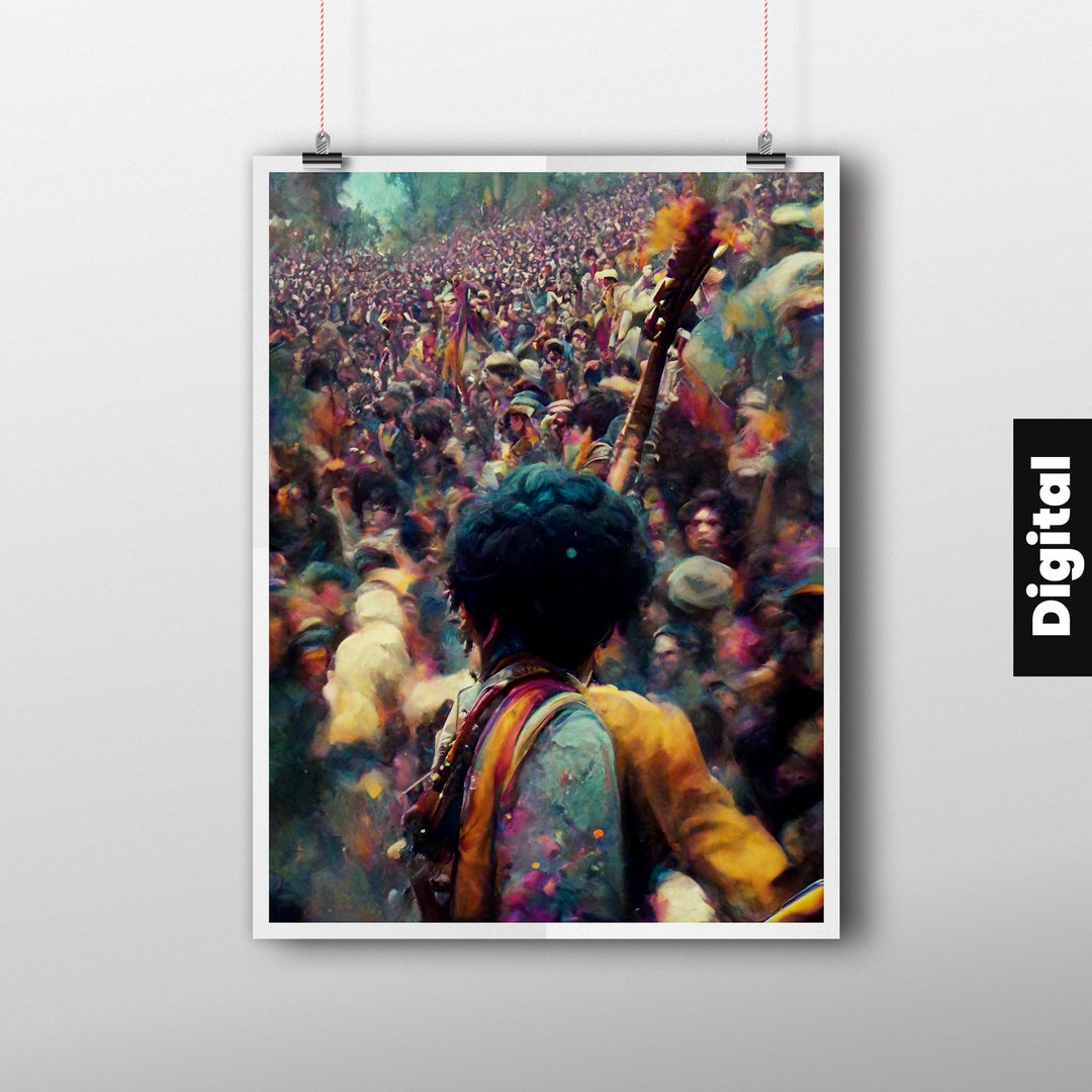 Woodstock (1969) Jimi Hendrix by Alexi Isles | Digital Printable Art ...