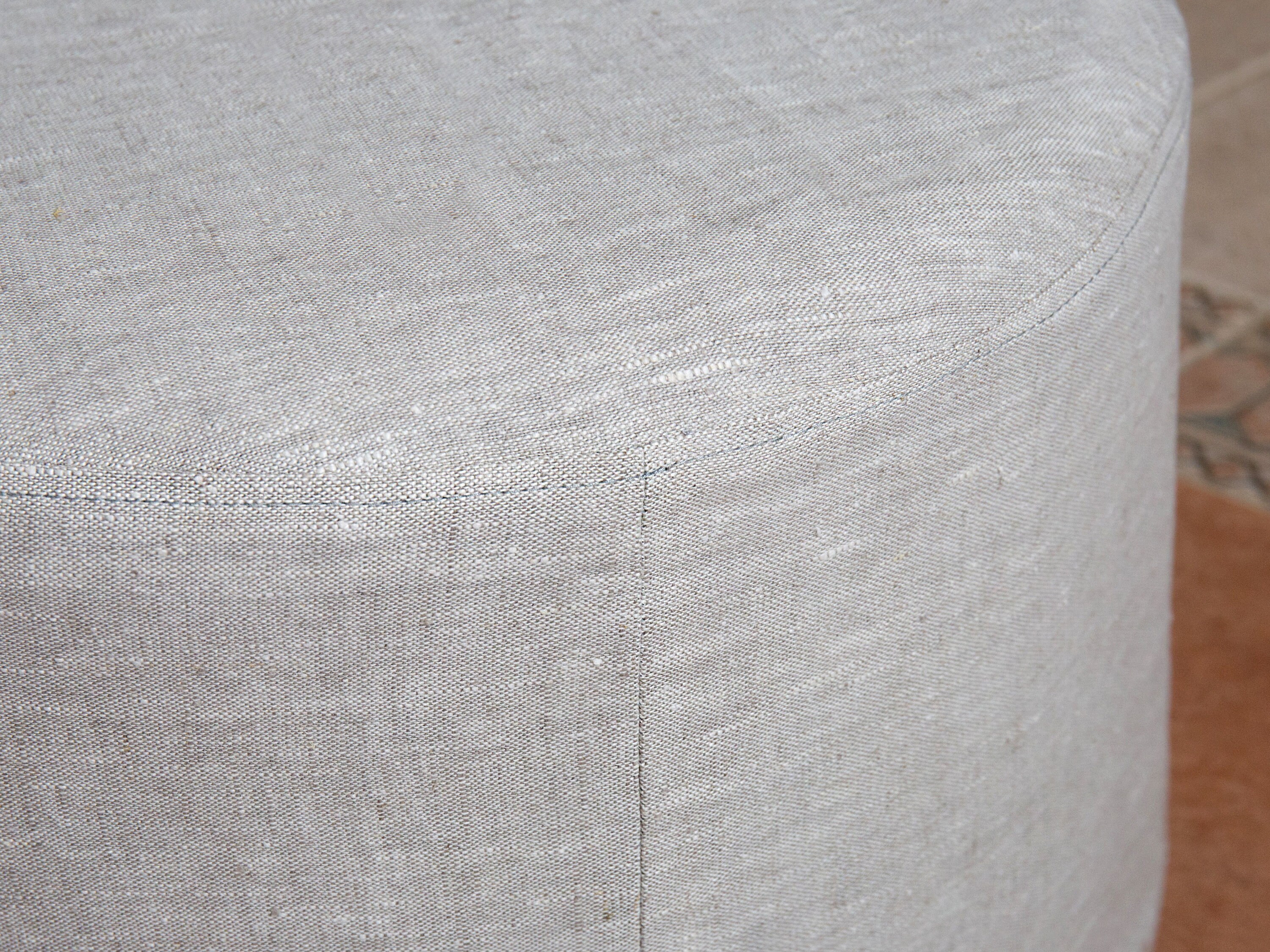 Heavy Linen Round Ottoman Cover Eco-friendly Pouf Cover Without the ...