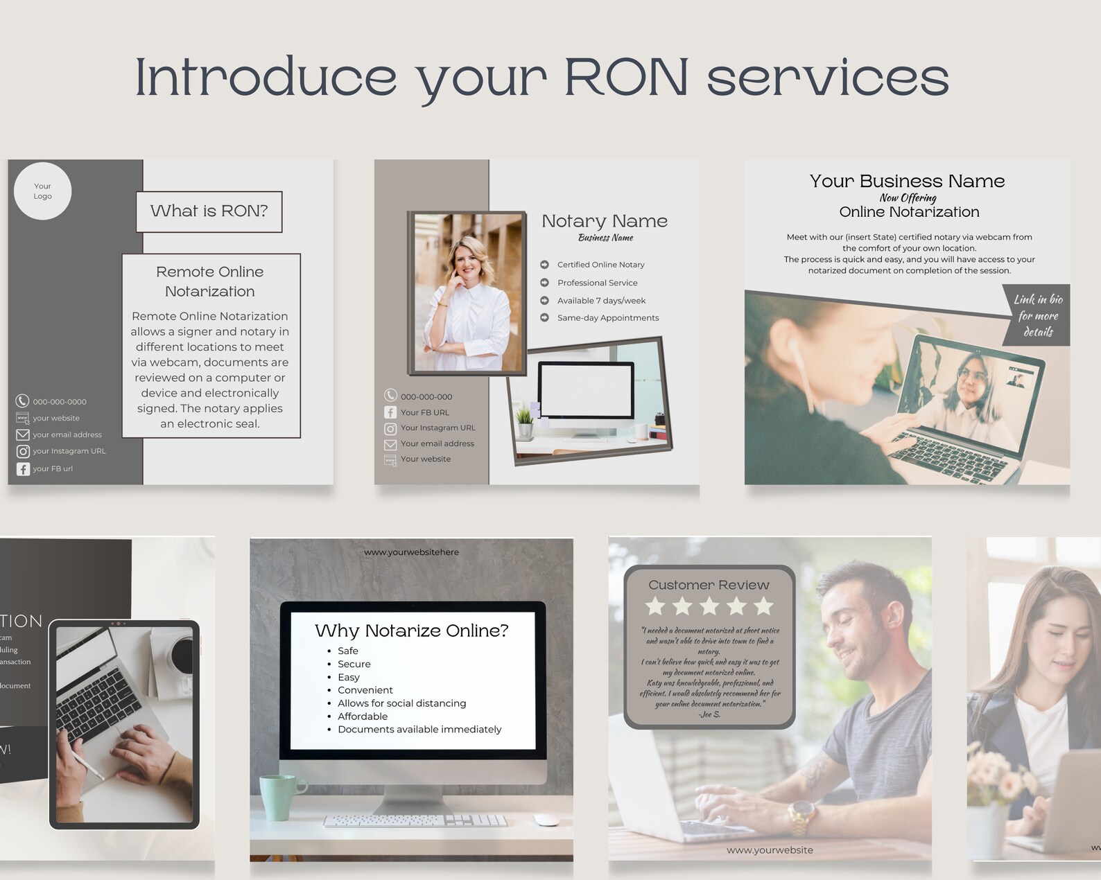 25 Remote Online Notary Templates for Instagram RON Notary Social Media ...