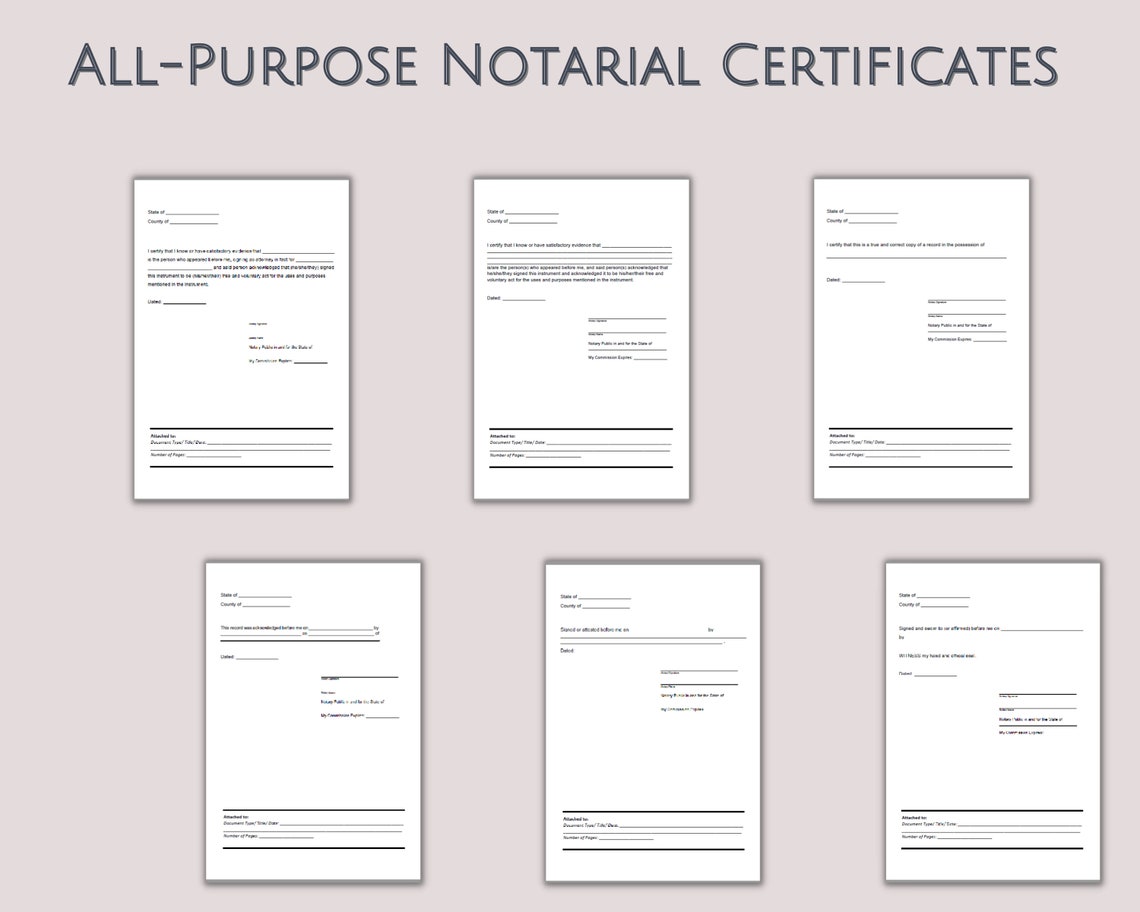 6 Notarial Certificates for Notaries and Loan Signing Agents |digital ...