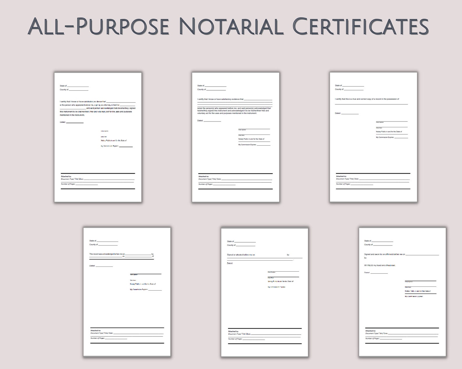 6 Notarial Certificates for Notaries and Loan Signing Agents |digital ...