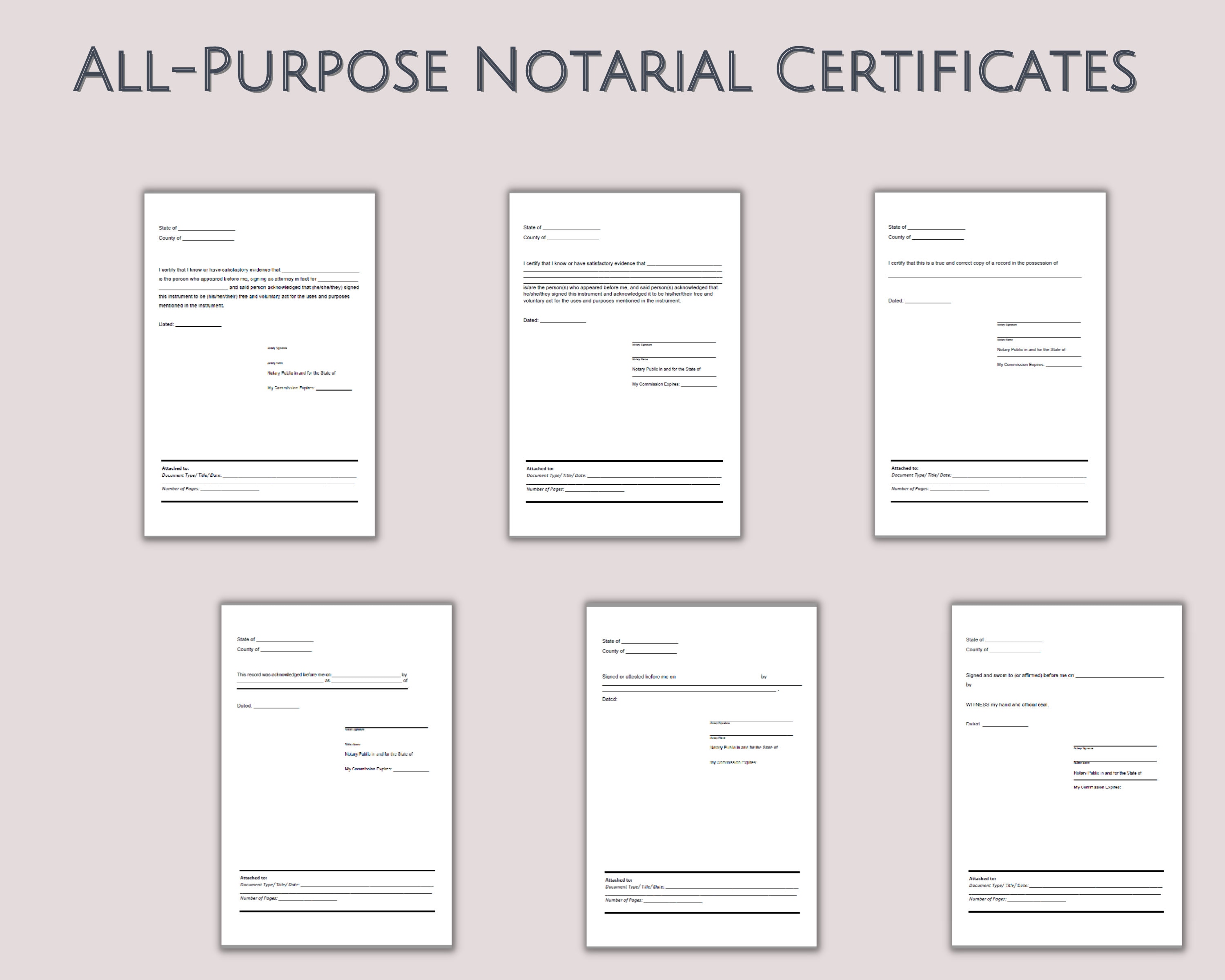 6 Notarial Certificates for Notaries and Loan Signing Agents |digital ...