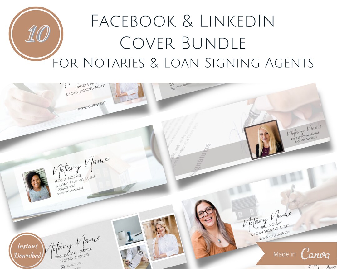 Facebook & Linkedin Cover Bundle for Notaries| Notary Social Media ...
