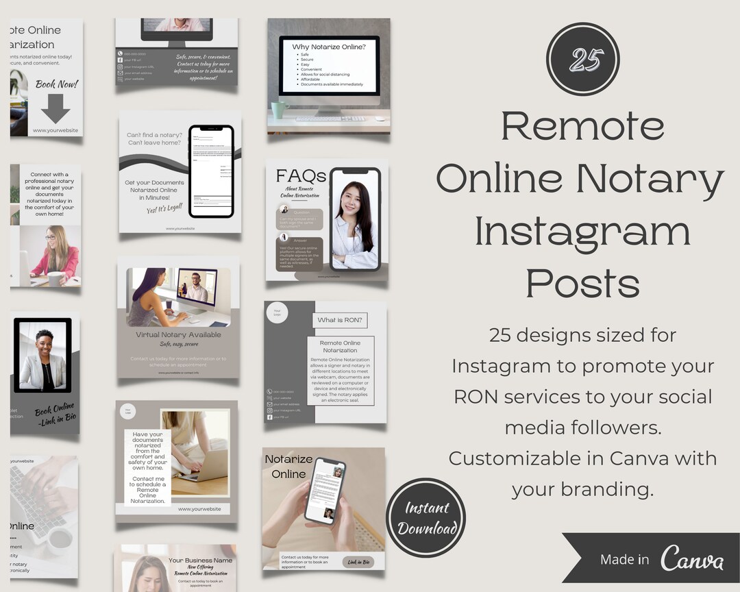 25 Remote Online Notary Templates for Instagram | RON Notary Social ...