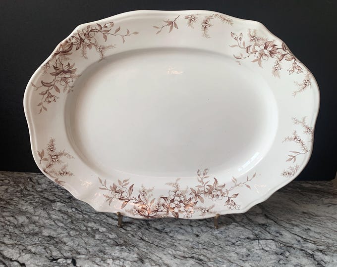 Antique Brown Transferware Platter: English Semi-porcelain Large ...
