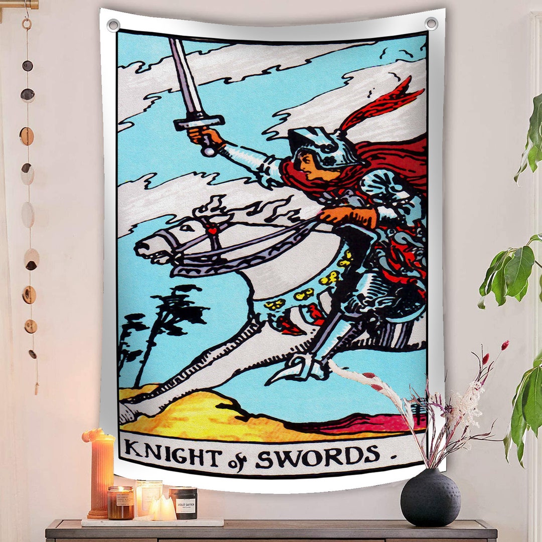 Tarot Knight of Swords Themed Rectangle Square Wall Cloth. - Etsy