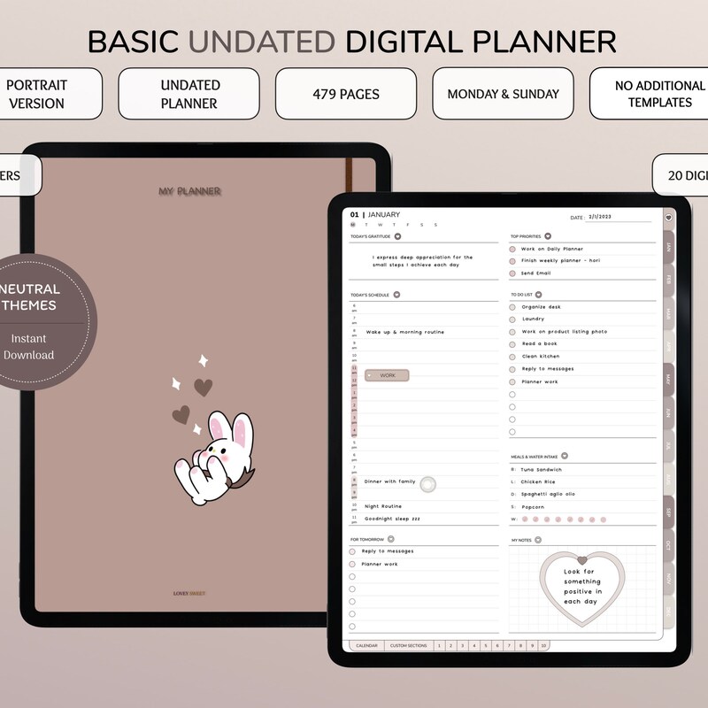 Undated Digital Planner - Etsy