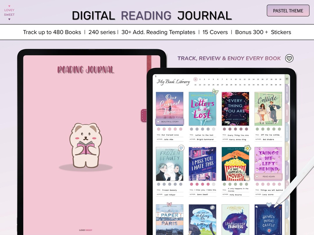 Digital Reading Journal, Portrait Reading Journal, Reading Planner ...