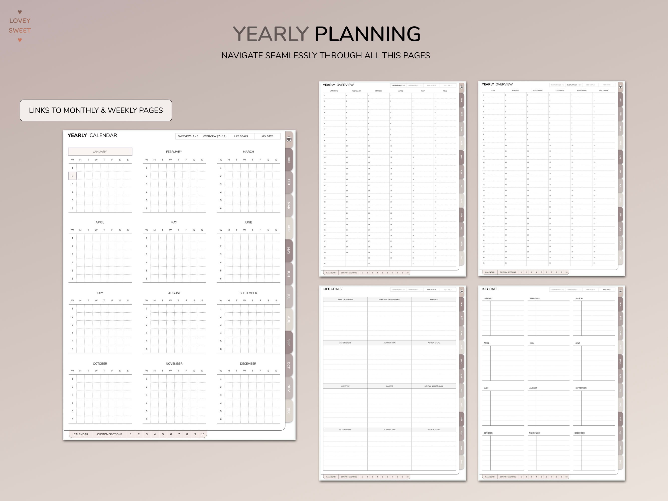 Basic Undated Digital Planner, Portrait Planner, iPad Planner, 365 Days ...