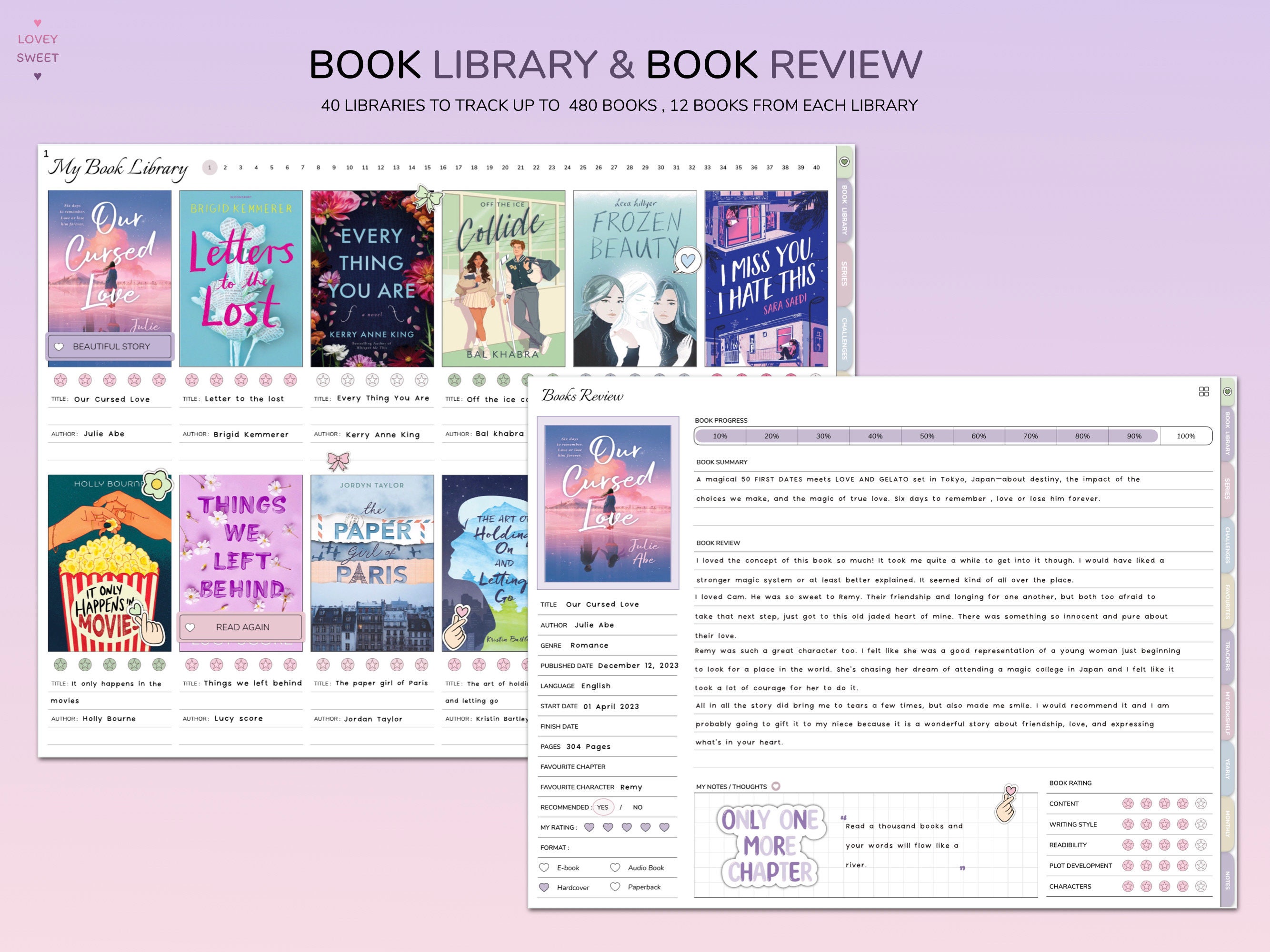 Digital Reading Journal, Landscape Reading Journal, Reading Planner ...