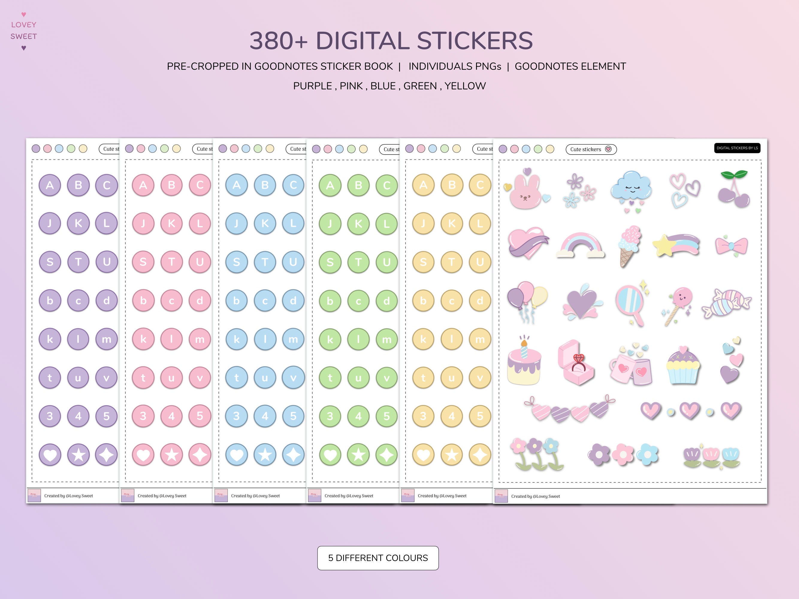 Pastel Digital Stickers for Goodnotes | Alphabet and Number Stickers ...