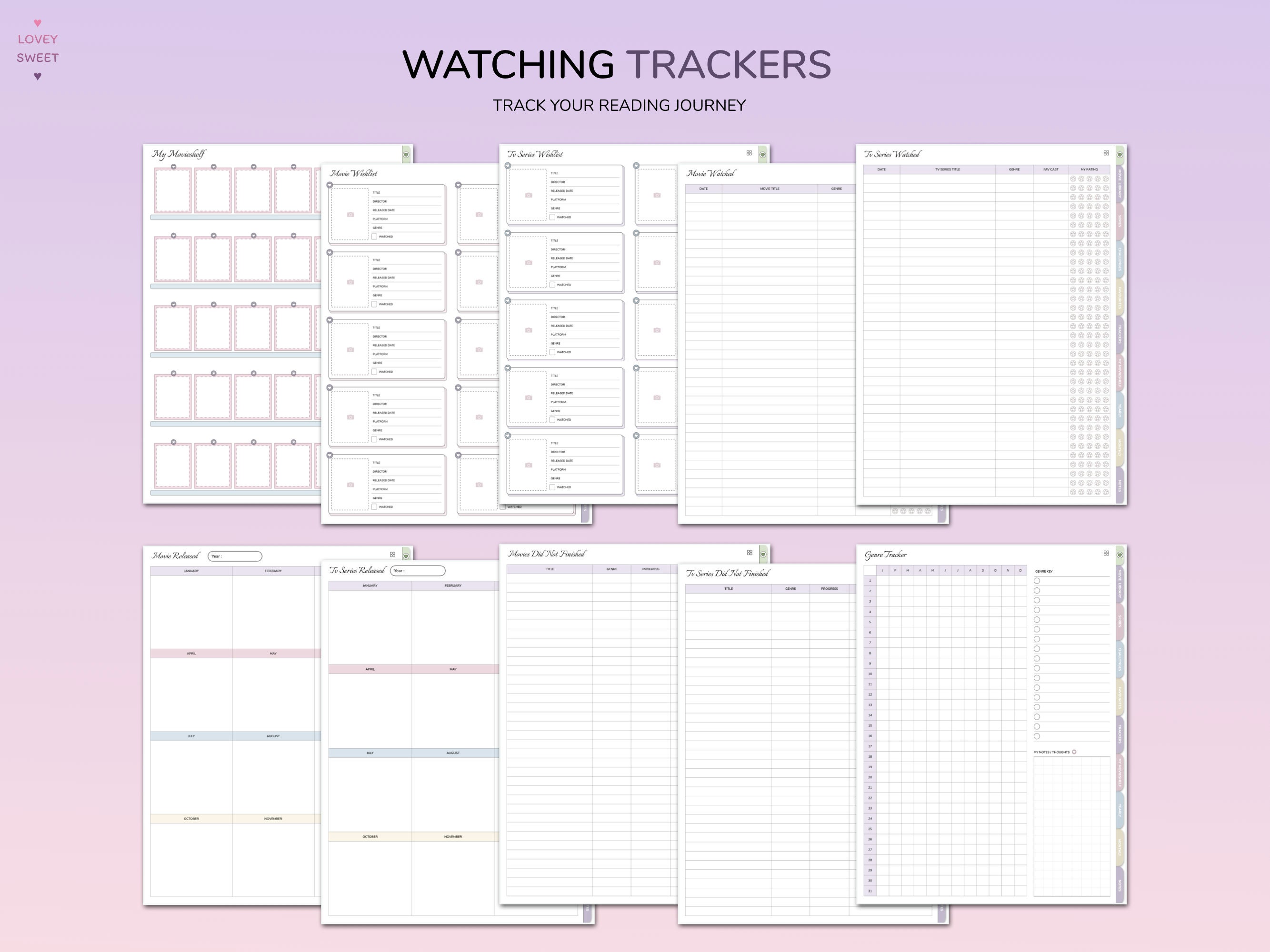 Digital Movie and Series Journal, Portrait Watching Journal, Watching ...