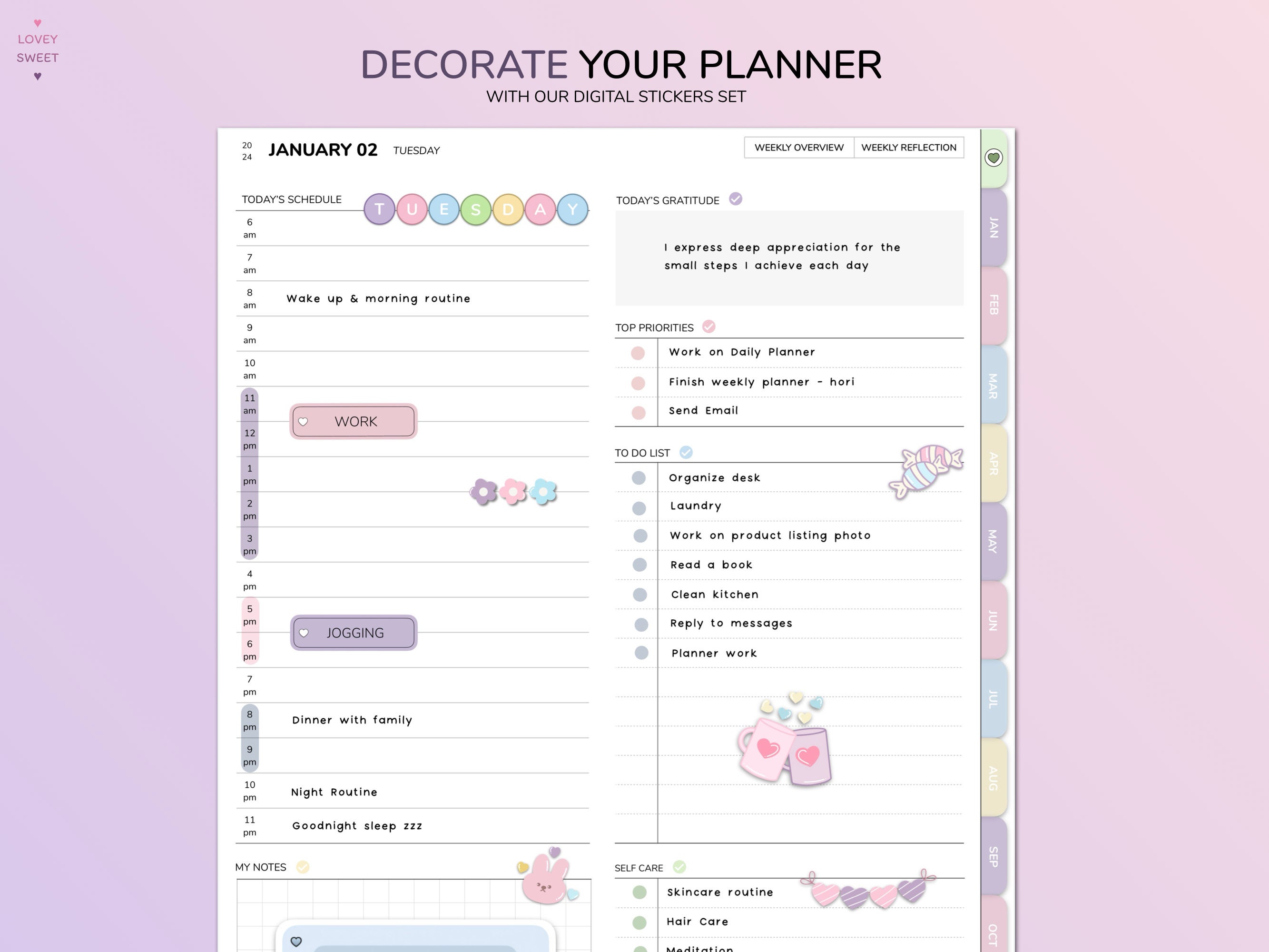 Alphabet and Numbers Digital Stickers, Cute Sticker in Pastel ...