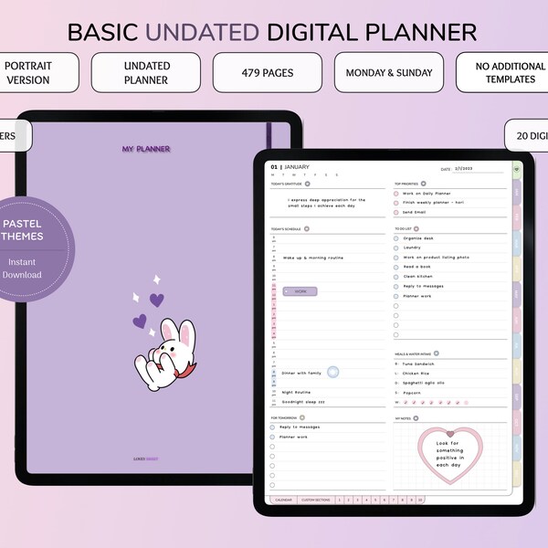 Undated Digital Planner - Etsy