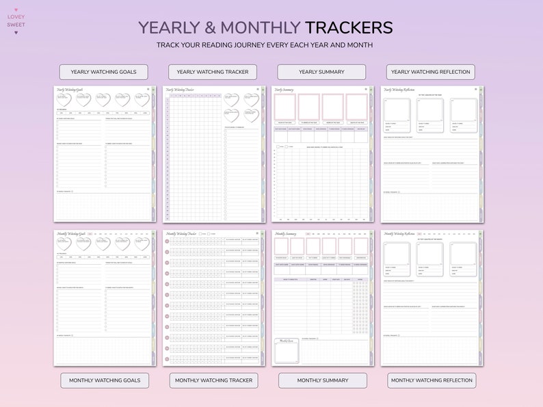 Digital Movie and Series Journal, Portrait Watching Journal, Watching ...