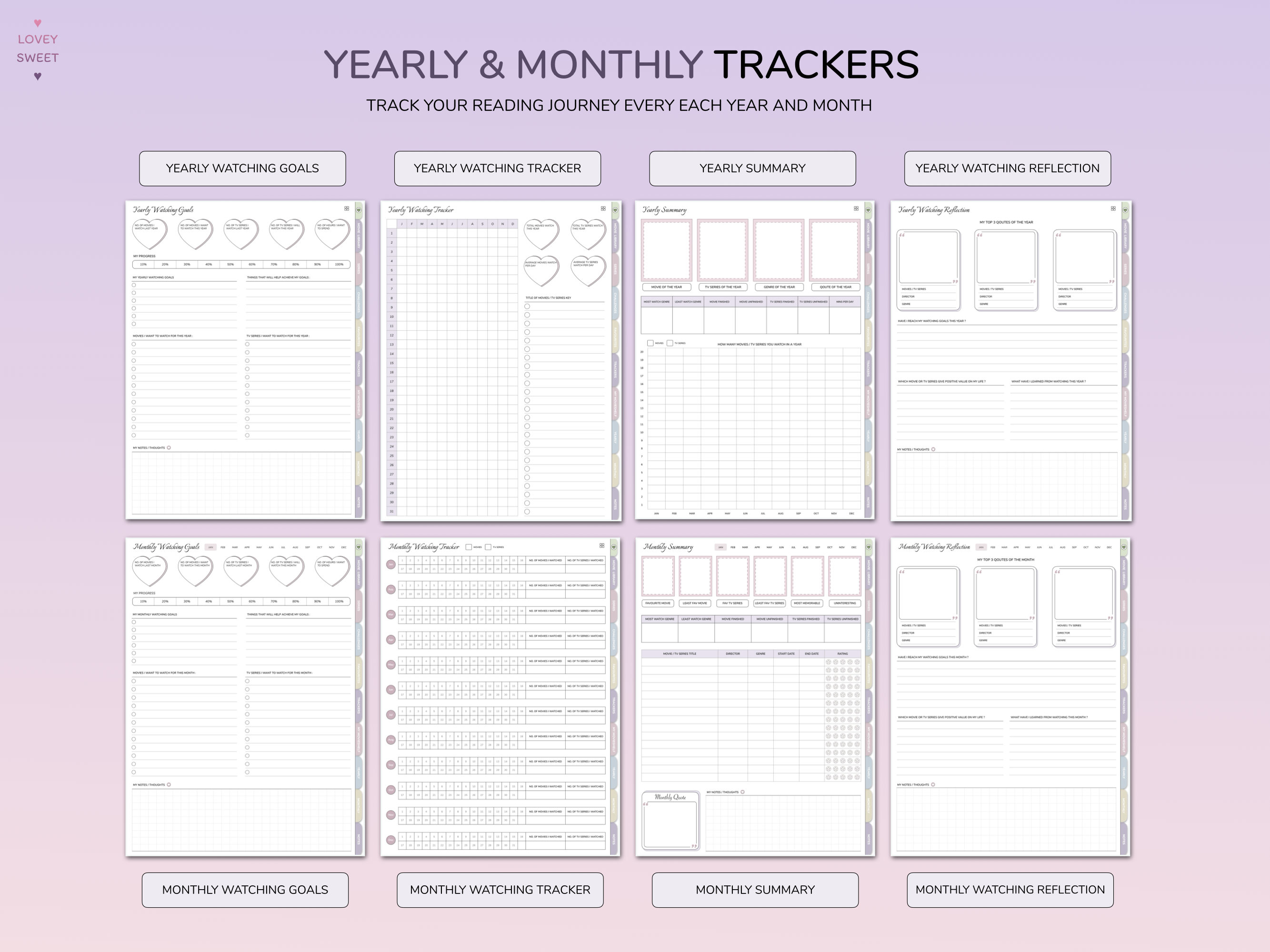 Digital Movie and Series Journal, Portrait Watching Journal, Watching ...
