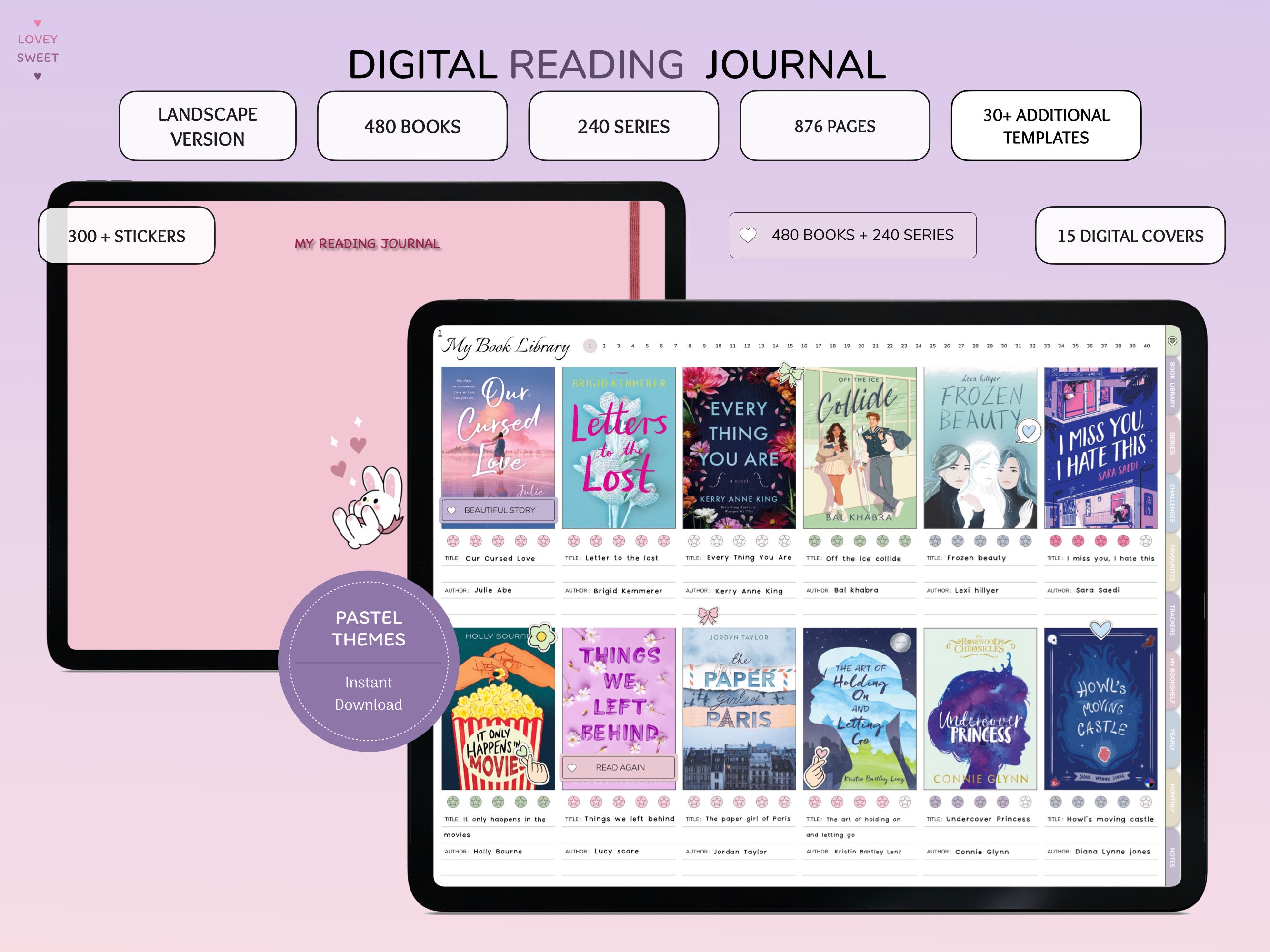 Digital Reading Journal, Landscape Reading Journal, Reading Planner ...