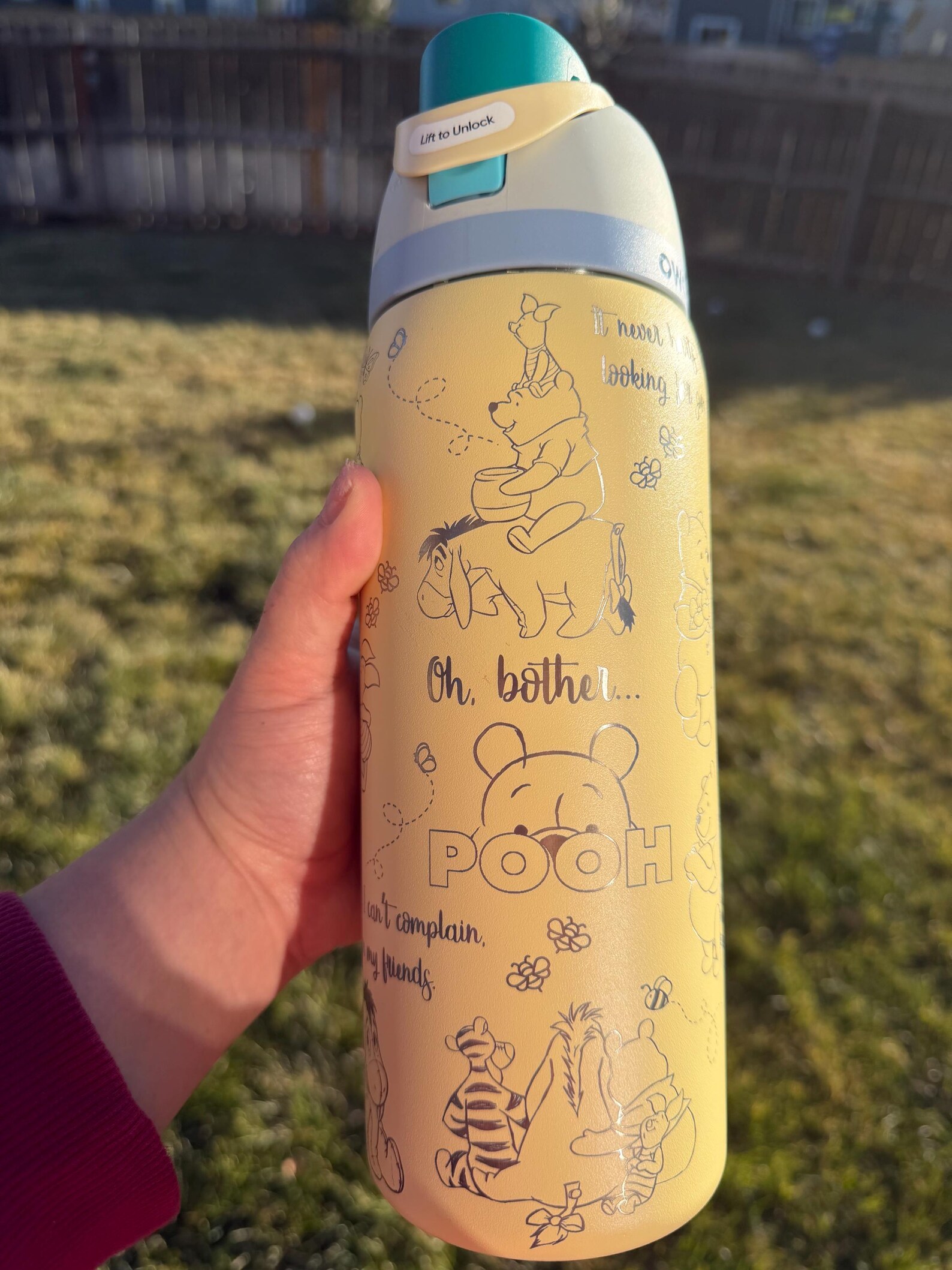 Engraved Winnie the Pooh Owala Water Bottle | Spill Proof Tumbler - Etsy