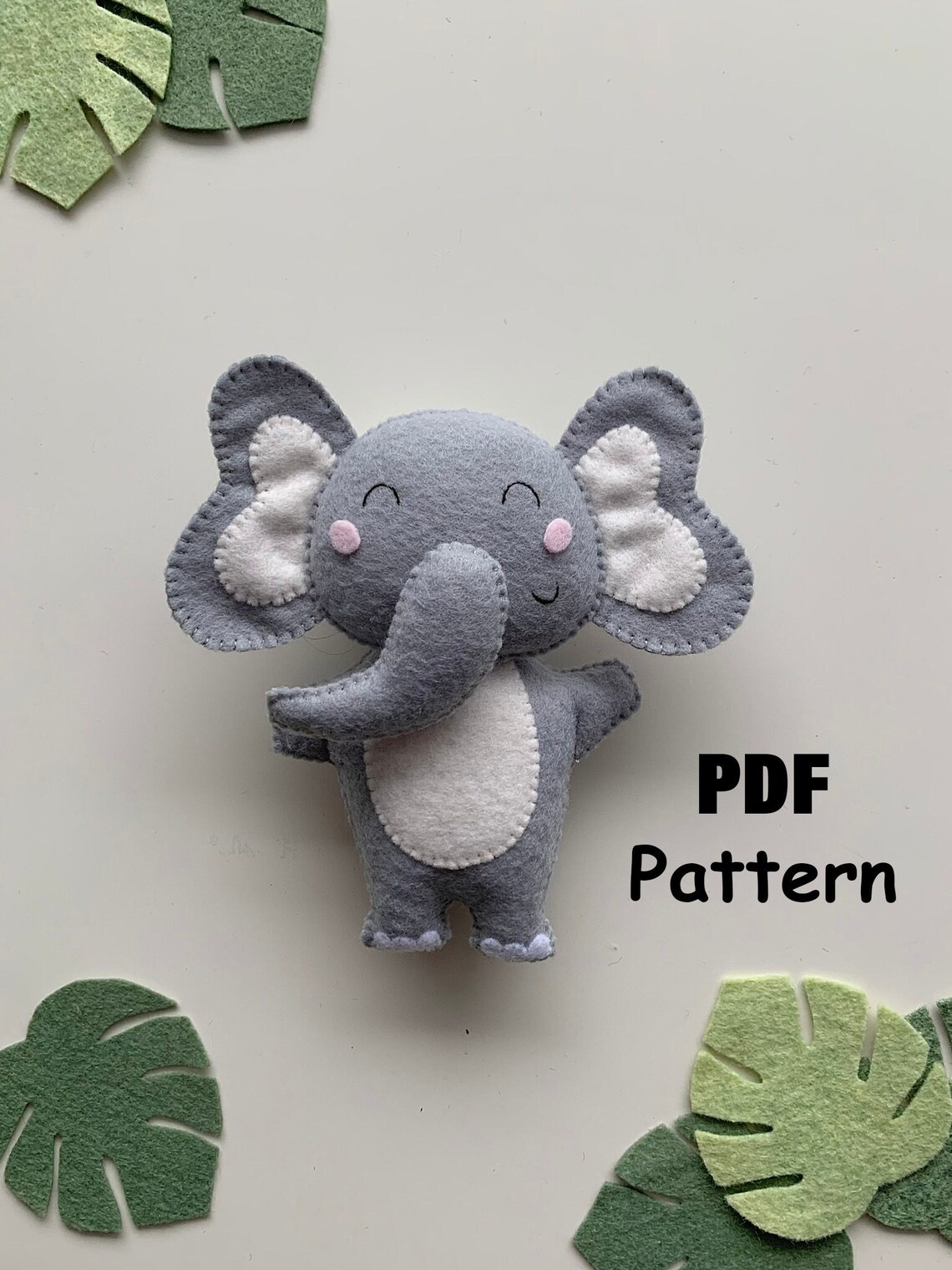 Elephant Felt Pattern, Safari Animals PDF Pattern, Sewing PDF Pattern ...