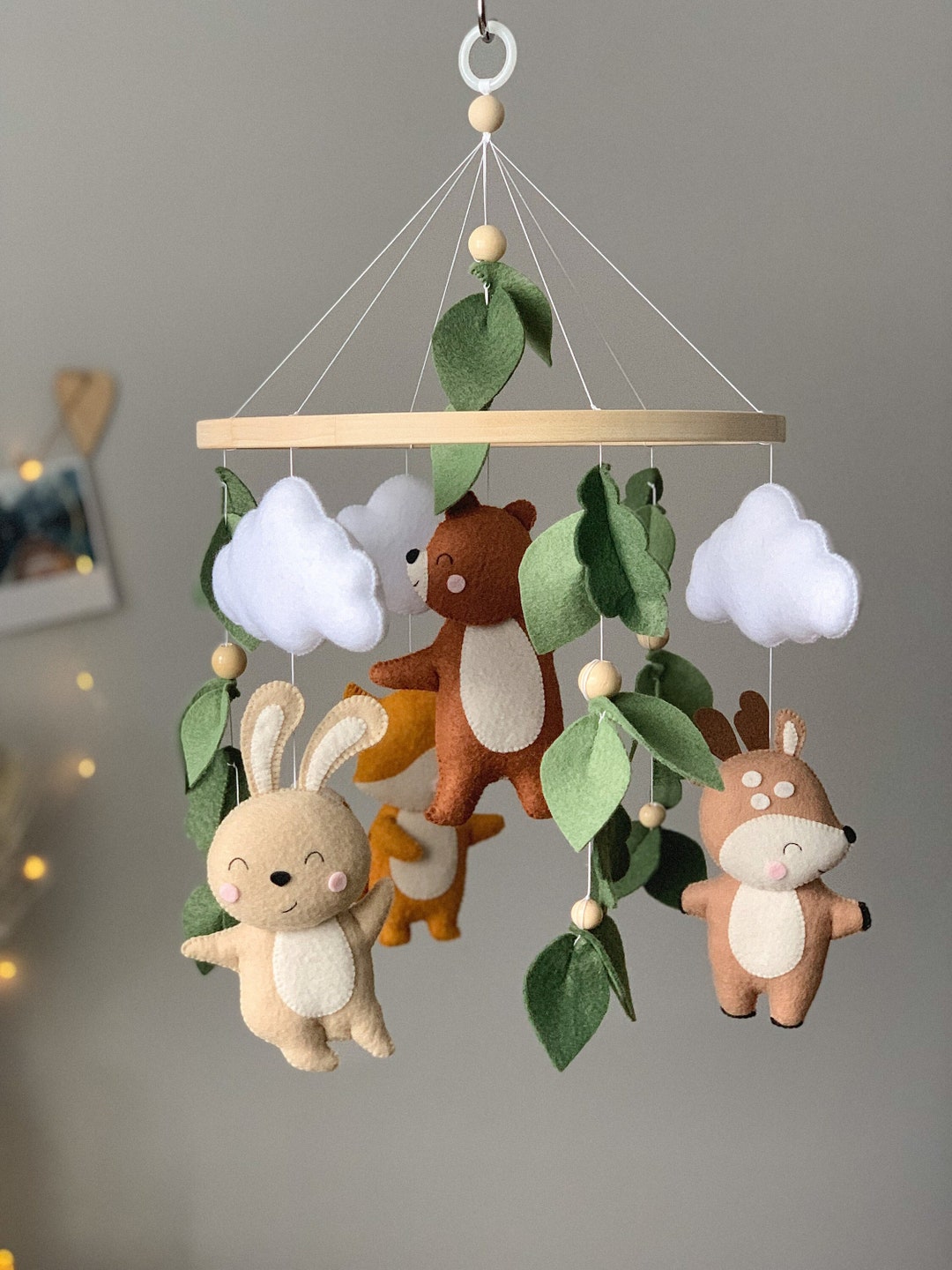 Woodland Baby Mobile, Forest Baby Mobile With Animals Hare Deer Bear ...