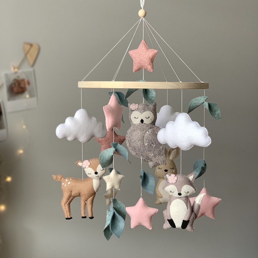 Woodland Baby Mobile, Forest Baby Mobile for Girl, Baby Crib Mobile ...