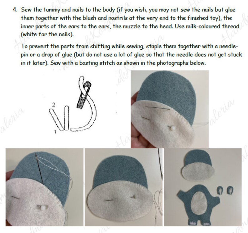 Felt PDF Pattern, Safari Animals Pattern Hippo Elephant Lion, Felt ...