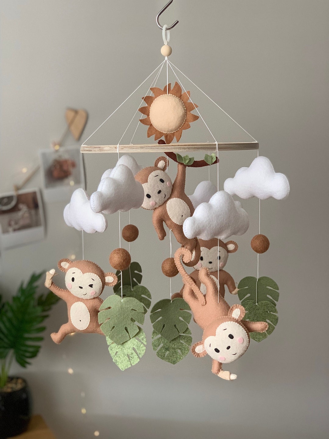 Baby Mobile Safari With Monkeys, Safari Baby Mobile, Neutral Baby ...