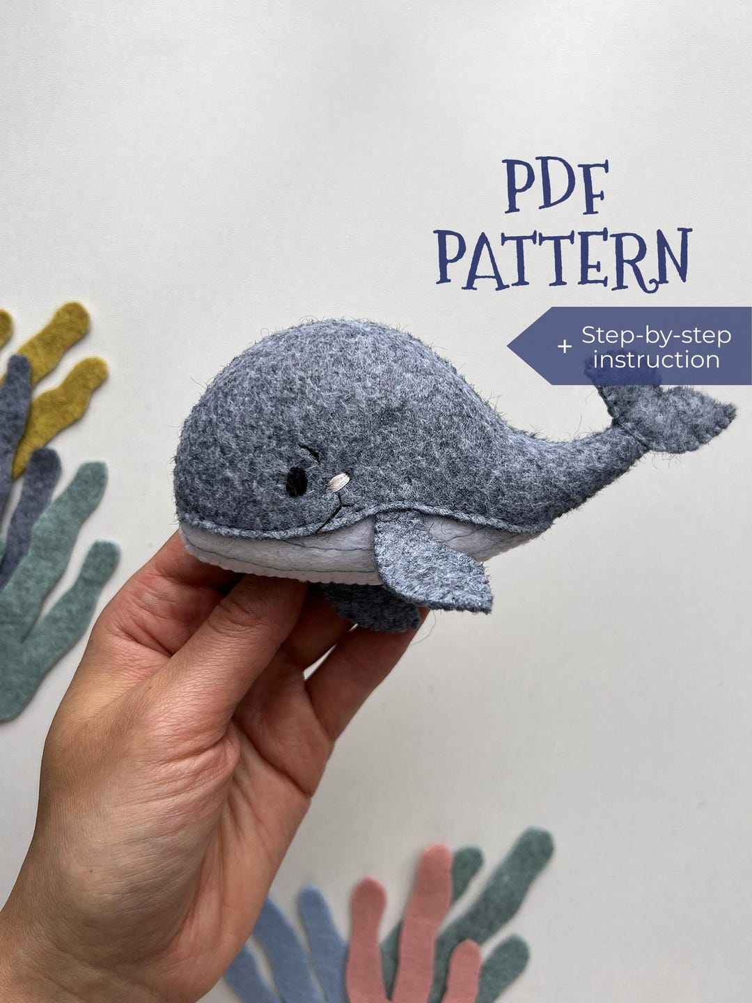 Whale PDF Pattern. Sewing PDF Pattern and Tutorial Felt Ocean Animal ...