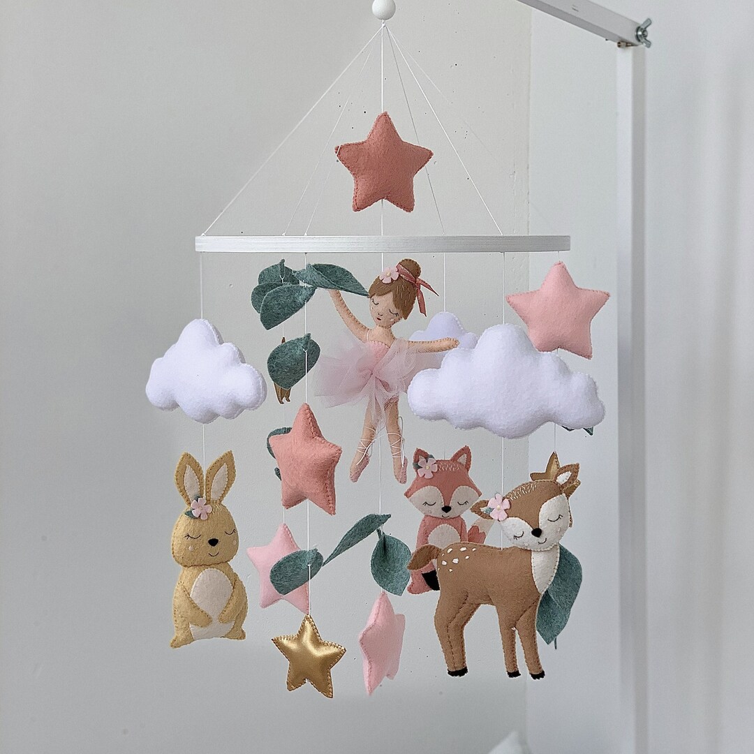 Woodland Baby Mobiles for Girl, Pink Baby Mobiles With a Ballerina ...