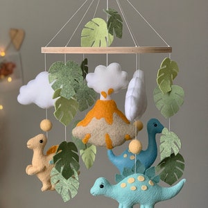 Dinosaur Baby Mobile, Felt Baby Mobile With Dinosaurs, Nursery Decor ...