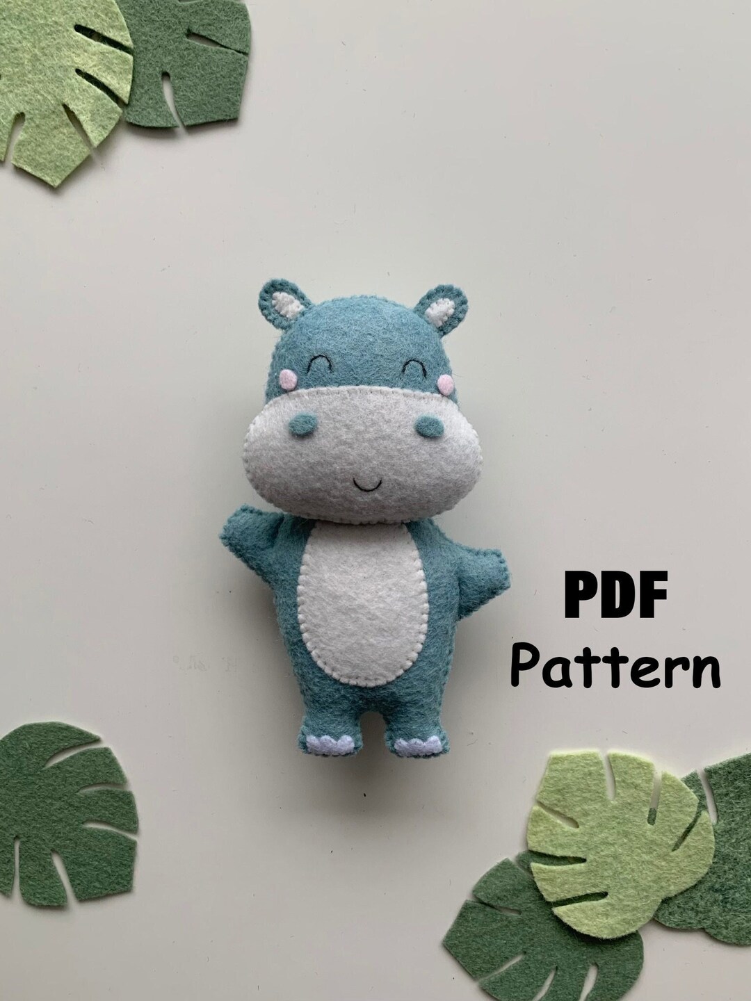 Hippo Felt Pattern, Safari Animals PDF Pattern, Sewing PDF Pattern Easy ...