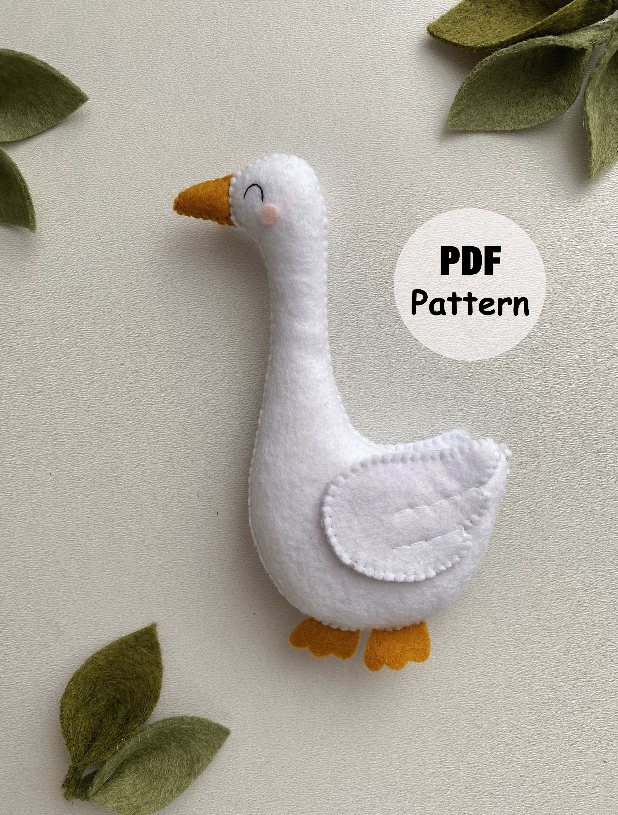 Goose Felt Pattern, Farm Animals PDF Pattern, Pattern Felt Toys Geese ...