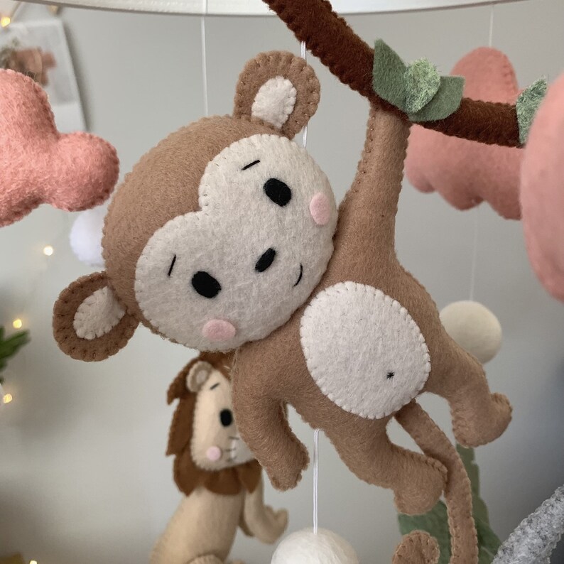 Safari Baby Mobile, Nursery Decor Safari, Baby Mobile Safari for Girl ...