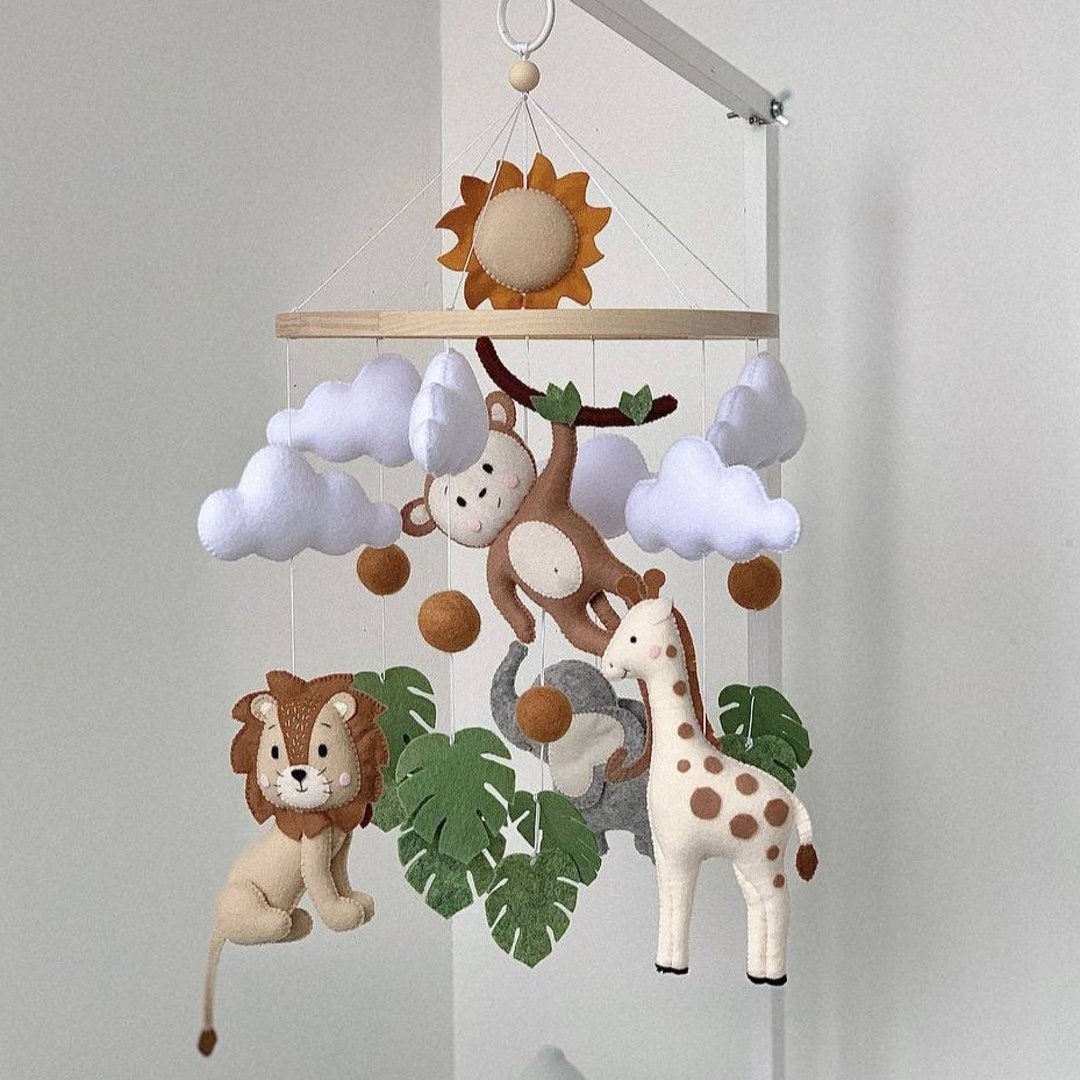 Safari Baby Mobile, Baby Mobile With Safari Animals Elephant Giraffe ...