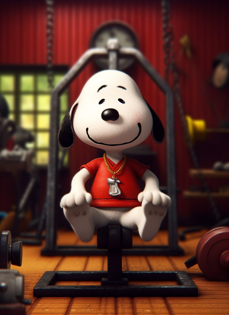 Snoopy in the Gym Fun Art Wall Art Printables Prints Snoopy - Etsy