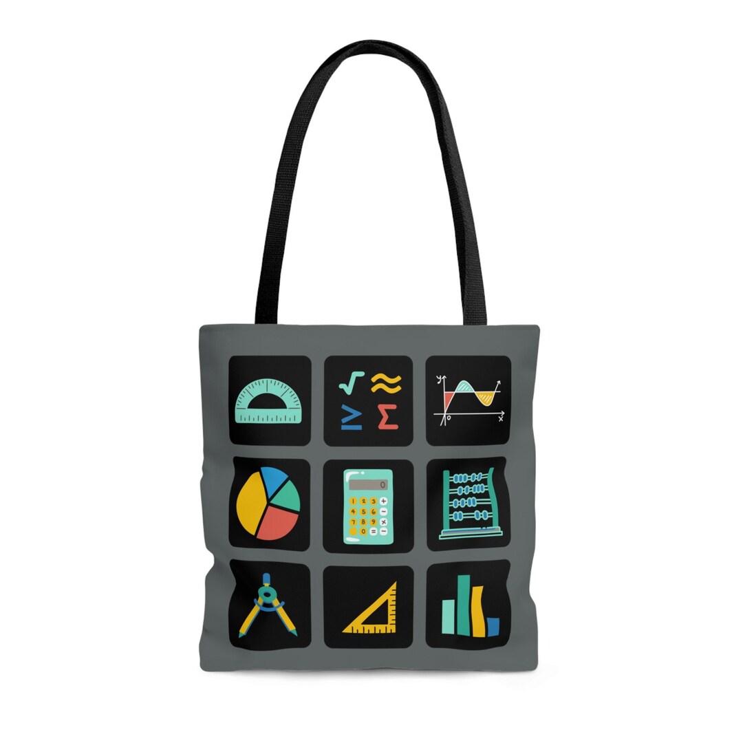 Math Icons Dark Grey Tote Bag. High School. Teacher. Lecturer. College ...